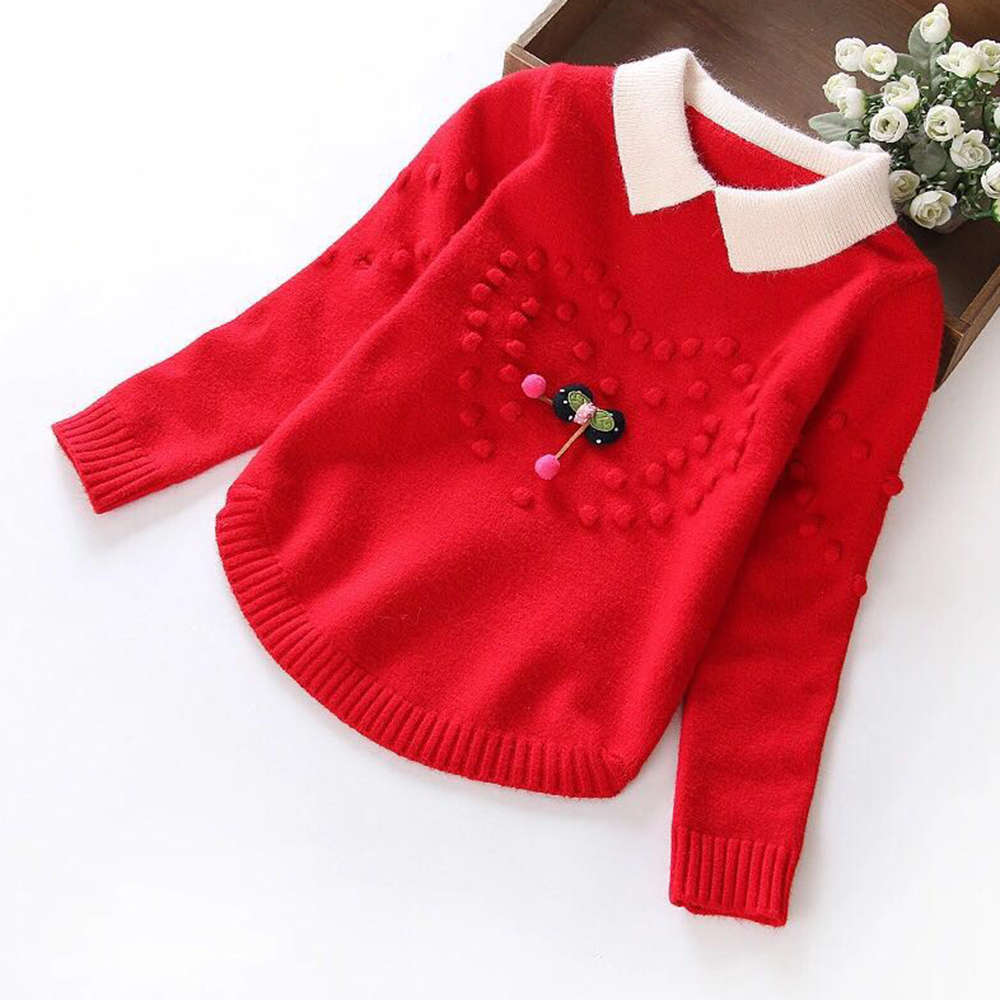 Shop Online Girls Red Solid Full Sleeve Sweater At ₹1377