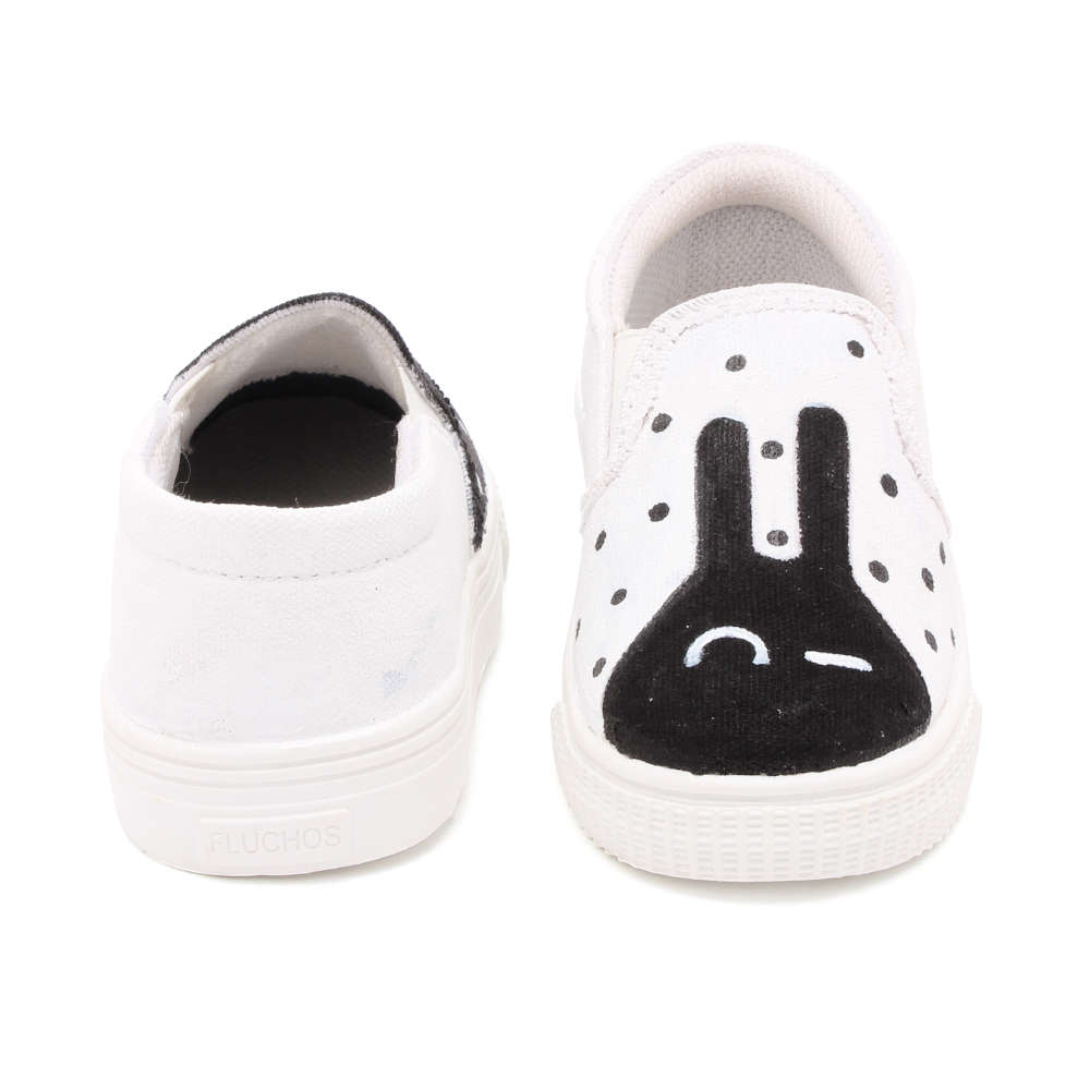 Shop Online Girls Black Rabbit Hand Print Canvas Shoes at ₹879
