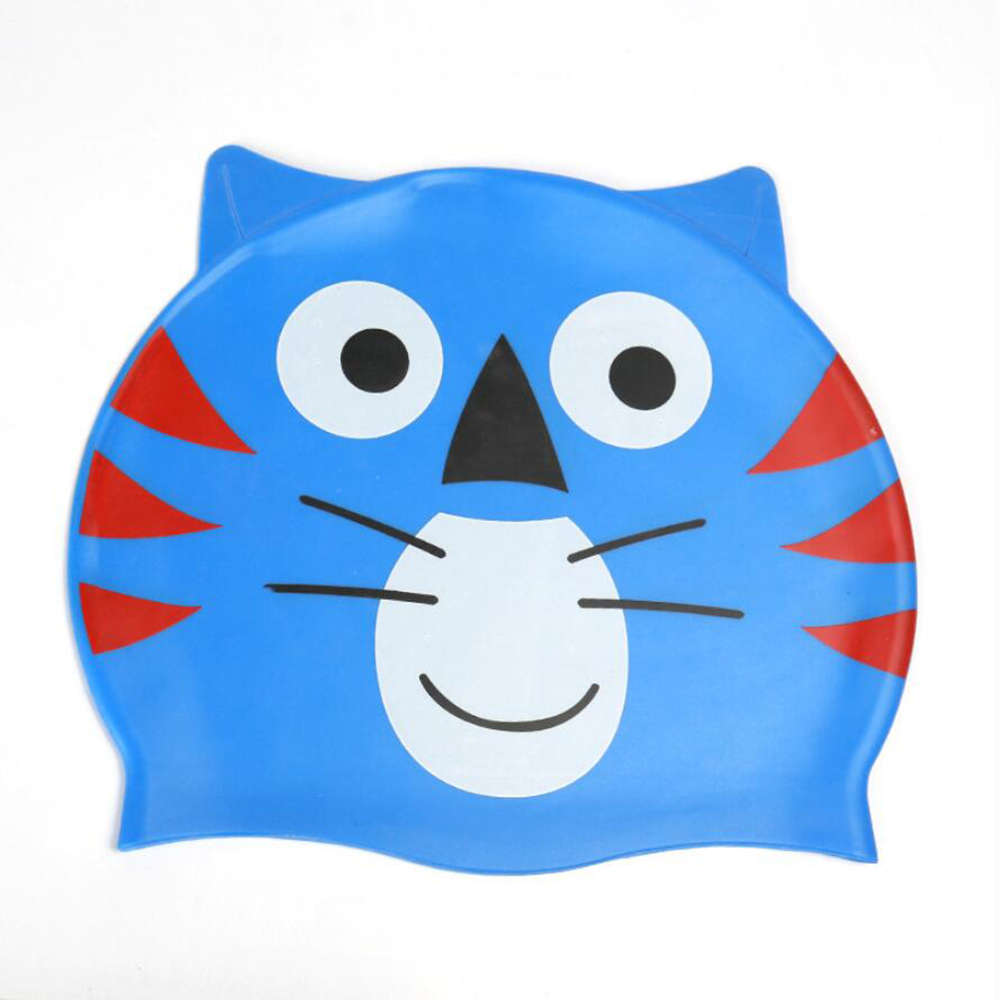 Shop Online Tiger Print Swimming Cap-Blue at ₹499