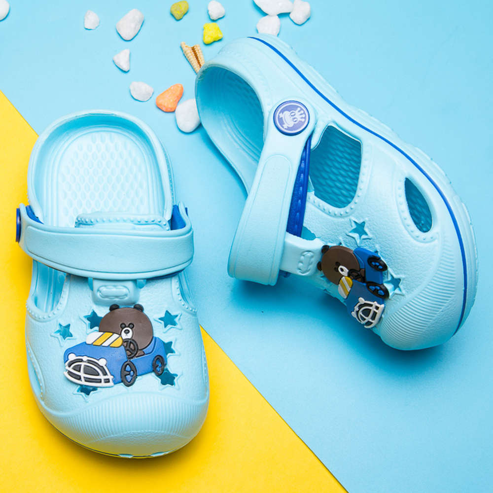 Shop Online Light Blue Cartoon Applique LED Clogs at ₹239