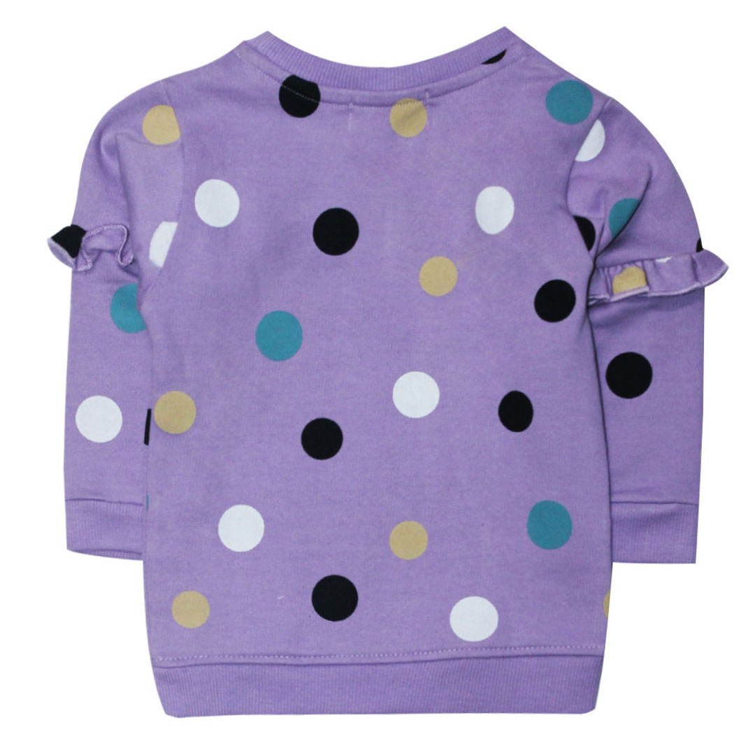 Shop Online Girls Purple Polka Dot Print Full Sleeve Sweatshirt At ₹411