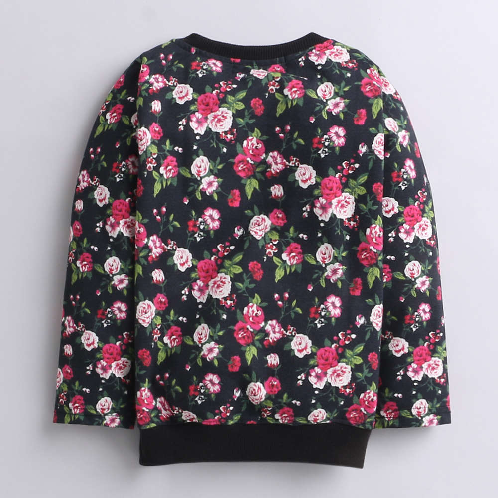 Shop Online Girls Multi Coloured Floral Print Full-Sleeve Bomber Jacket ...