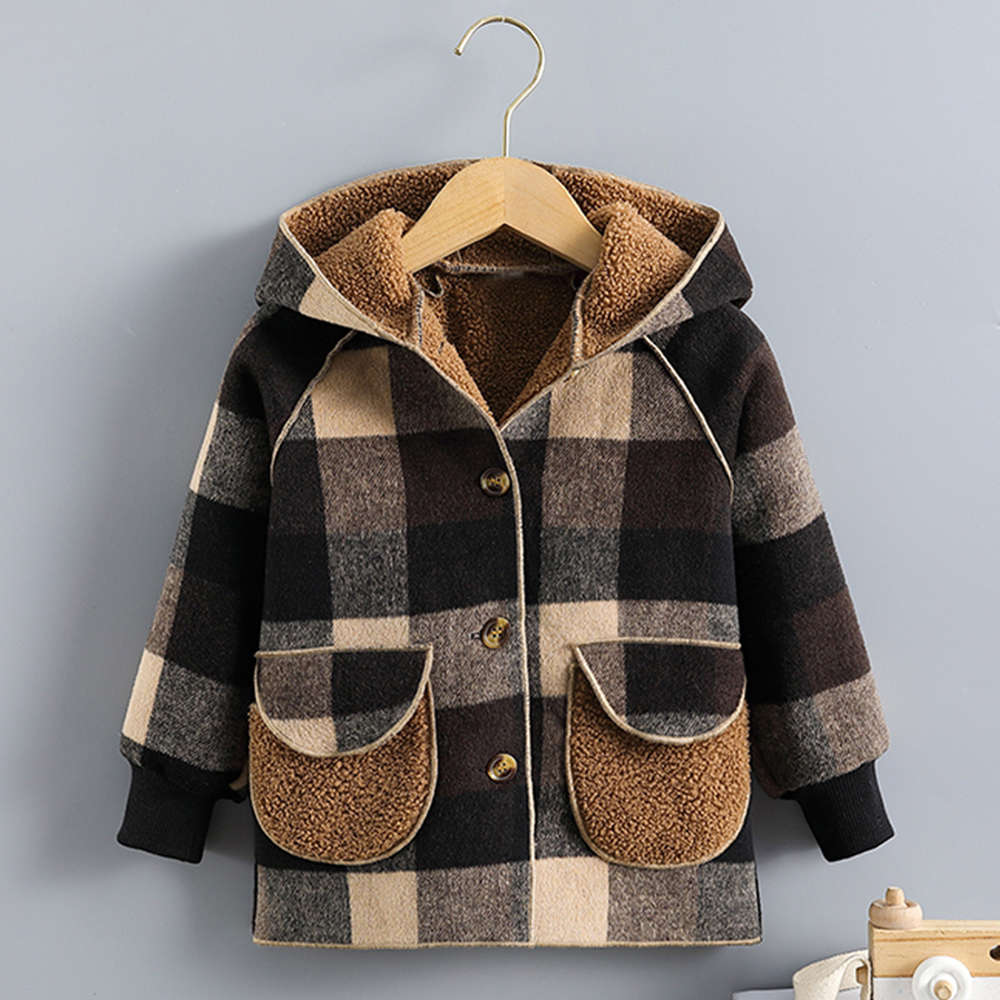 Shop Online Boys Brown Full-Sleeve Checkered Jacket at ₹1409