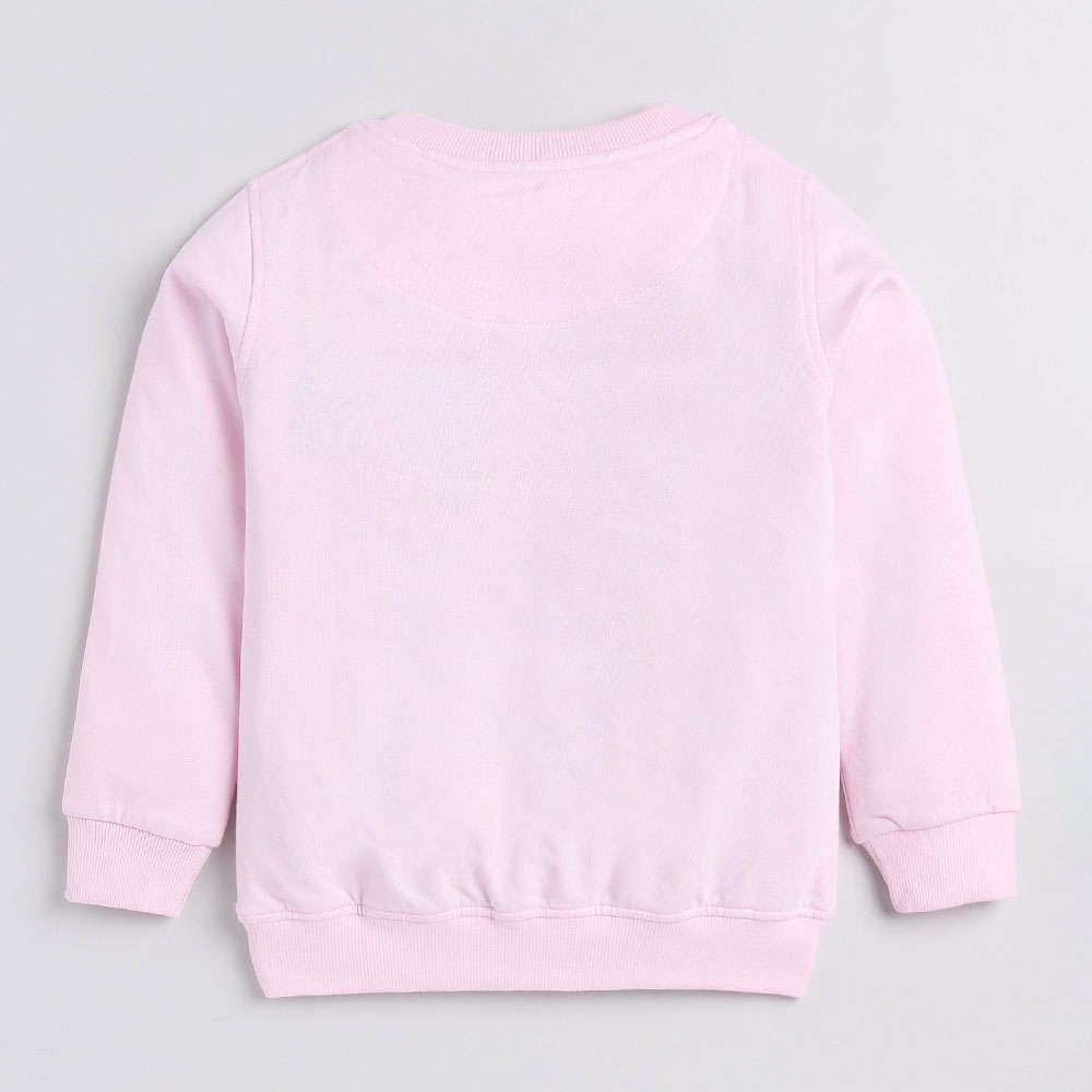 Shop Online Girls Pink Text Print Full-Sleeve Sweatshirt at ₹619