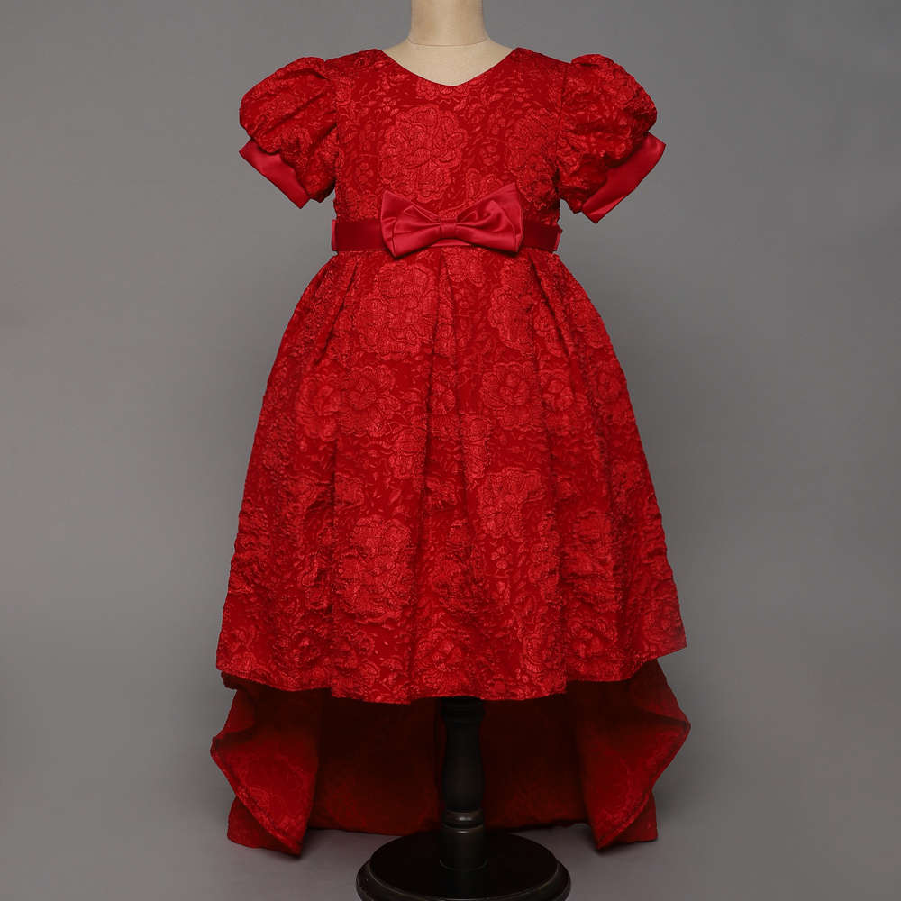 Shop Online Girls Red Bow Applique Party Dress at ₹1639