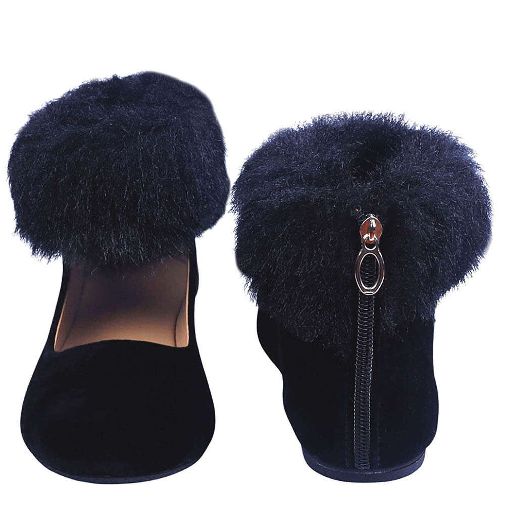 Shop Online Girls Black Fur Applique Mary Jane at ₹699