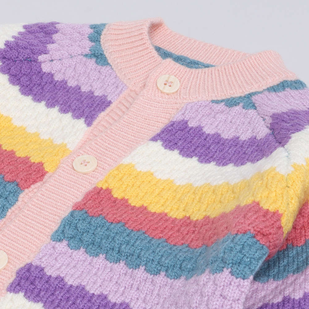 Shop Online Girls Multi Coloured Stripe Print Full Sleeve Sweater At ₹939