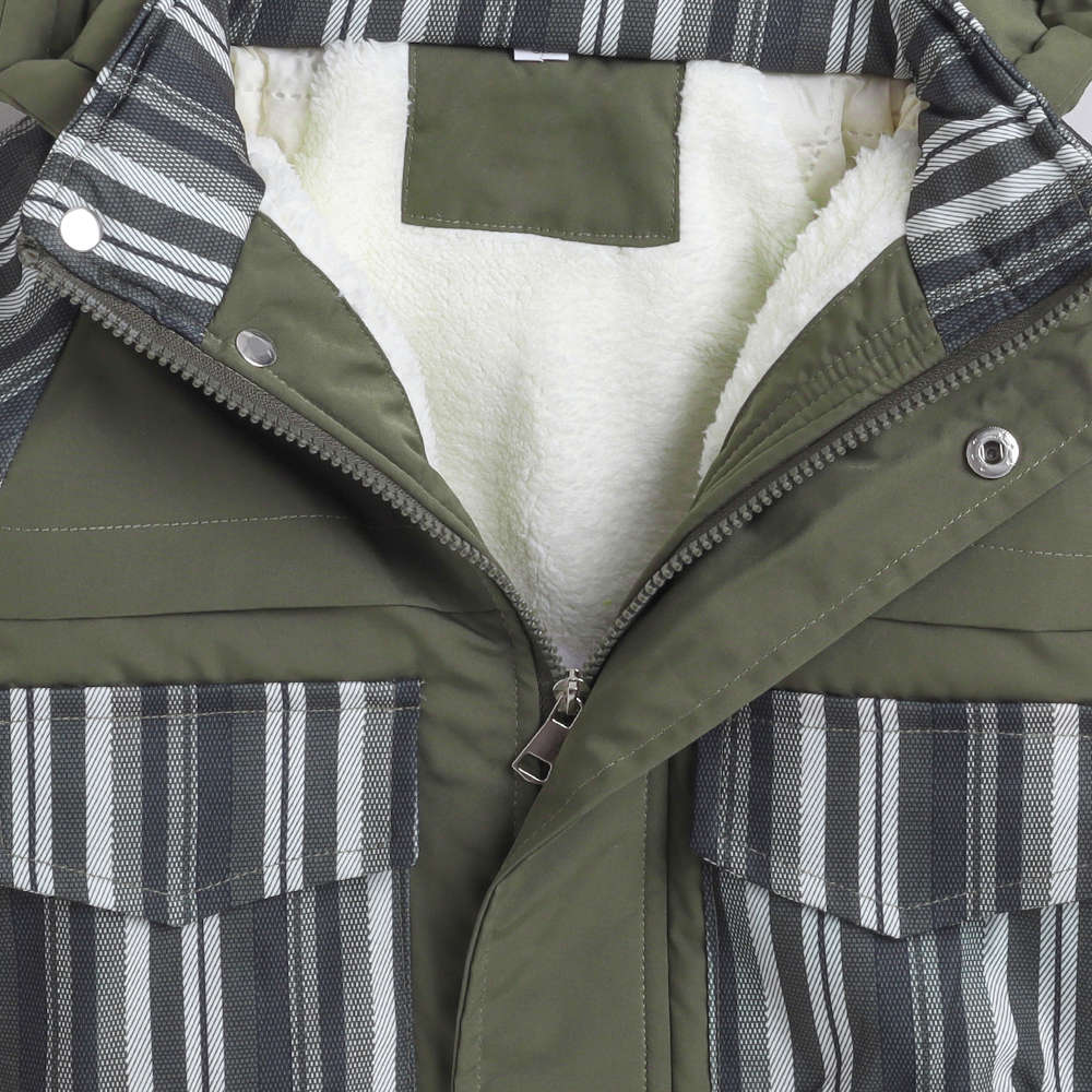 Shop Online Boys Green Stripe Print Full-Sleeve Jacket at ₹2219